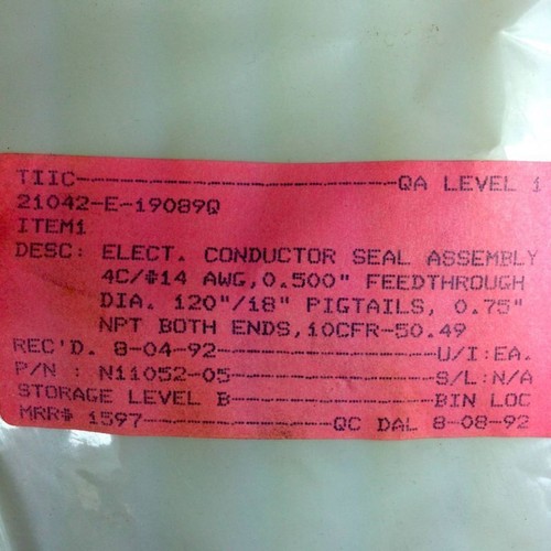 Electric Conductor Seal Assembly N11052-05 4C/+14Awg 180/12" NPT Both ...