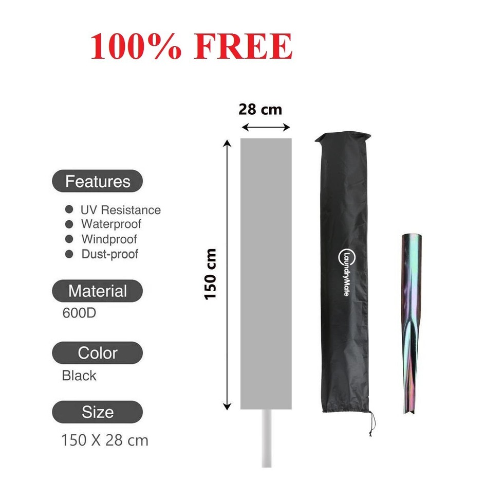 Strong 4 Arm 50m Outdoor Rotary Airer Free Ground Spike & Cover Washing ...