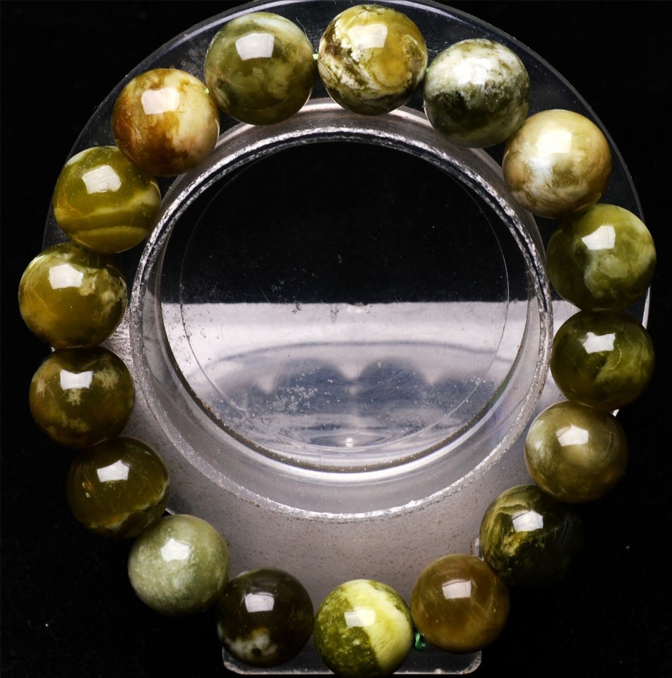 12.5mm Genuine Natural Green Hiddenite Gemstone Crystal Round Beads ...