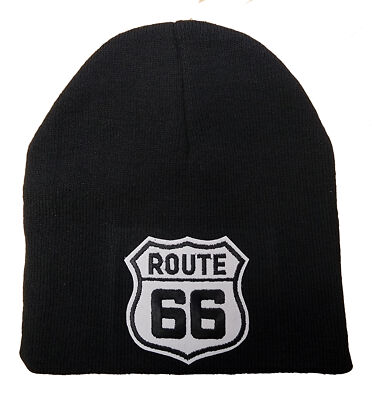 Route US 66 3D Patch Embroidery Beanie, Black | eBay