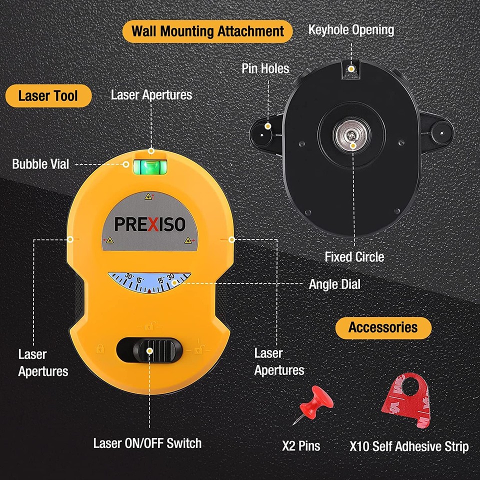 PREXISO Multi Surface Laser Level 30Ft Horizontal Vertical Line Laser ...