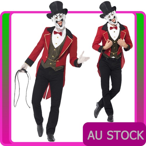 Mens Sinister Ringmaster Costume Lion Tamer Outfits Joker Circus ...