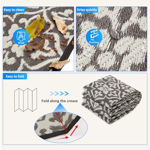 RV Camping Mat 9'×12' Foldable, Reversible Mat, Durable Polypropylene ...