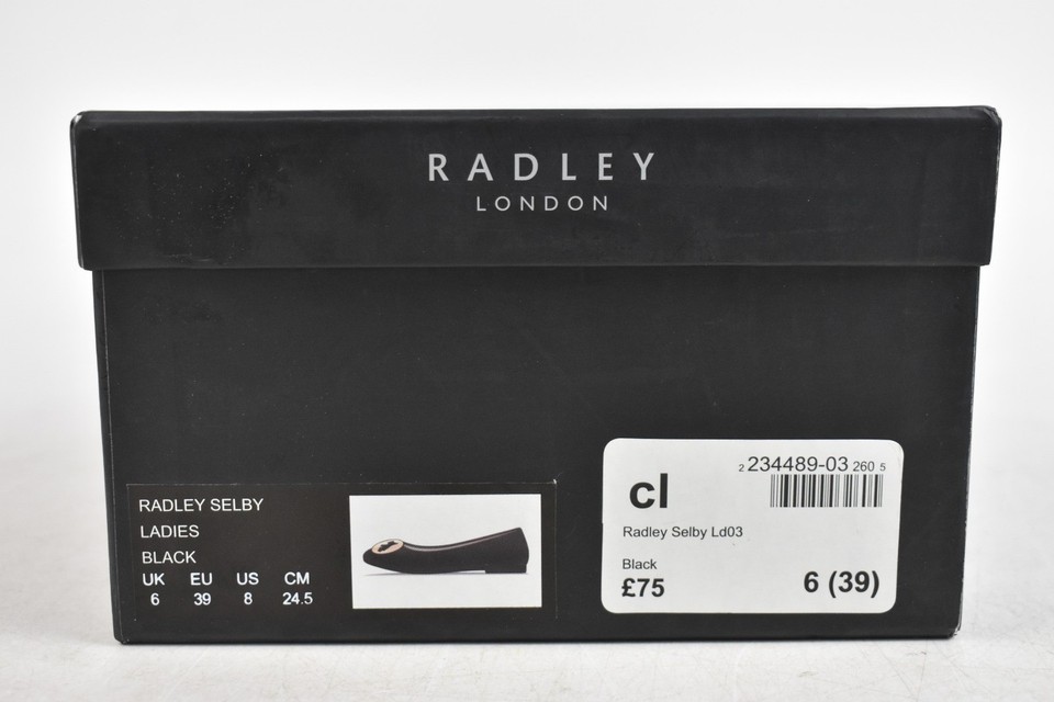 Radley Selby Women's Flat Ballet Shoes UK 6 EU 39 Black Leather In ...