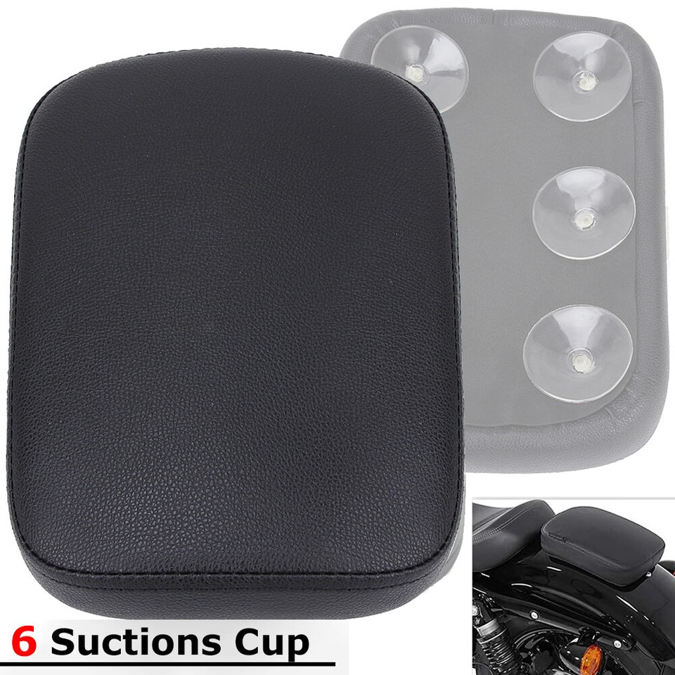 Rectangle Pillion Passenger Pad Seat | Black | Leather | 6 Suction Cups ...