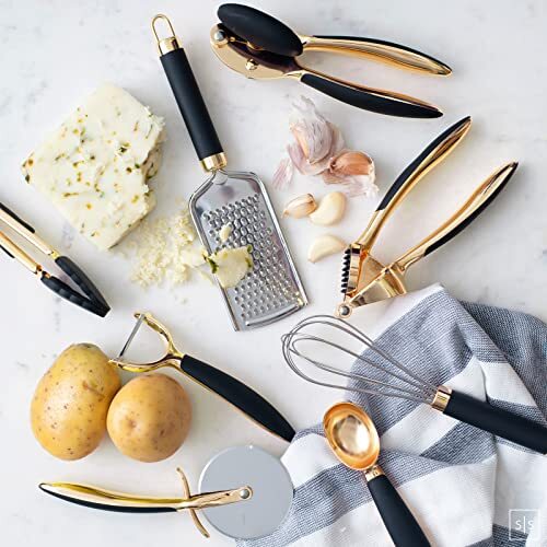 Black And Gold Tool Set Luxe 8pc Kitchen Gadget Set With Antislip ...