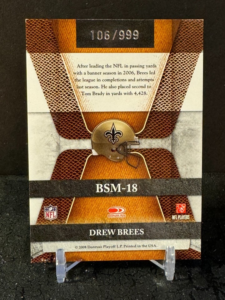 2008 Leaf Limited Football Drew Brees Banner Season Card #BSM-18 #106/ ...
