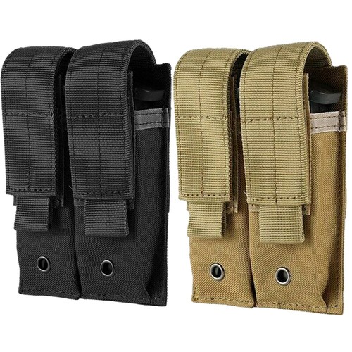 Tactical Pistol Double Magazine Pouch Molle Clip 9MM Military Airsoft ...