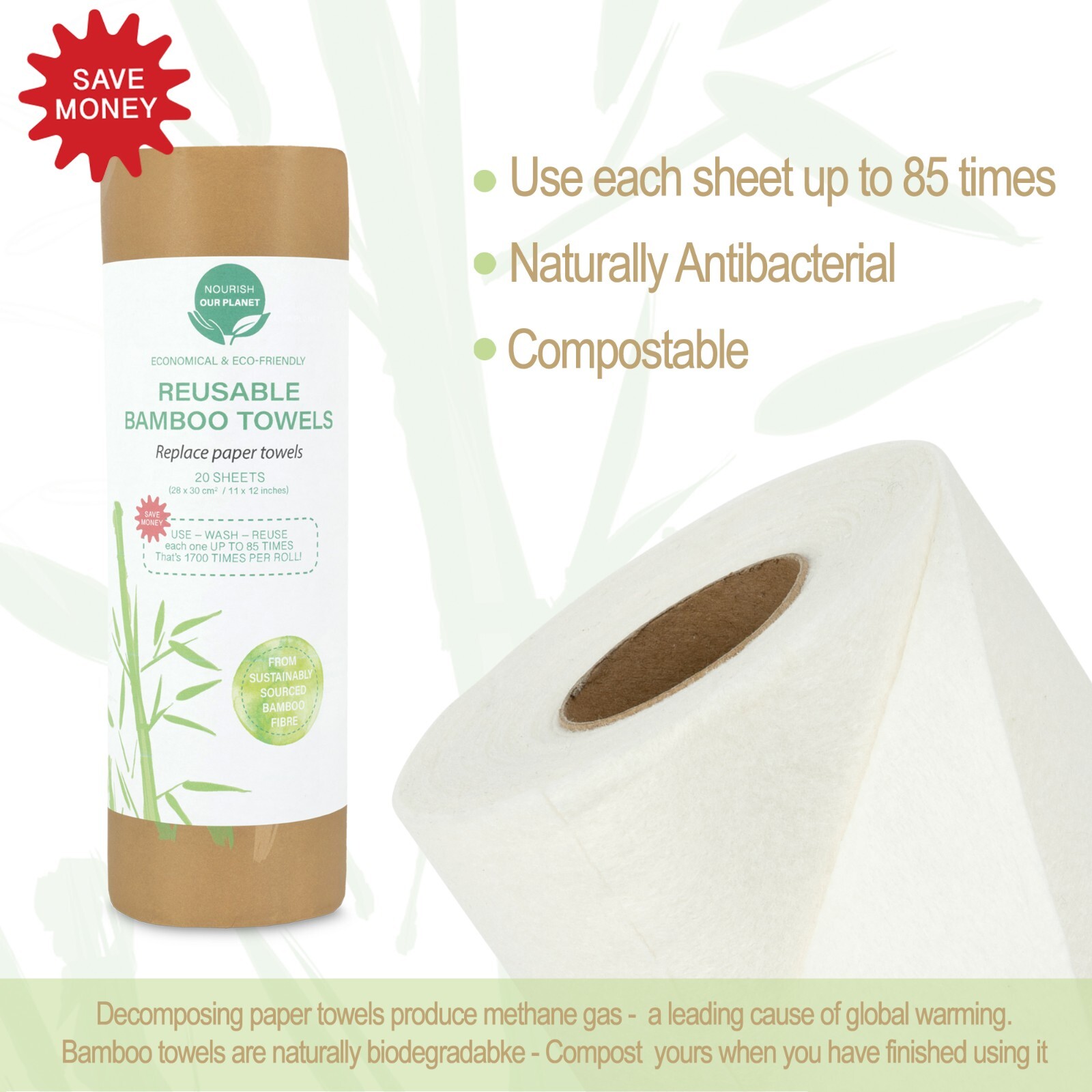 Nourish Our Planet - Reusable Bamboo Kitchen Roll | eBay UK
