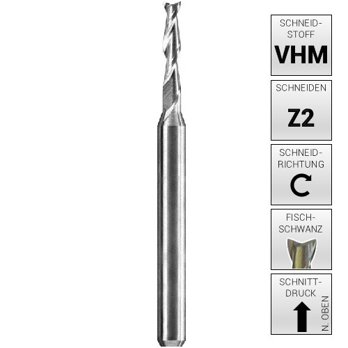 VHM Zweischneider | Z2 | Schaftfräser Ø 0,3 - 3,175 mm | Schaft 3,175mm ...