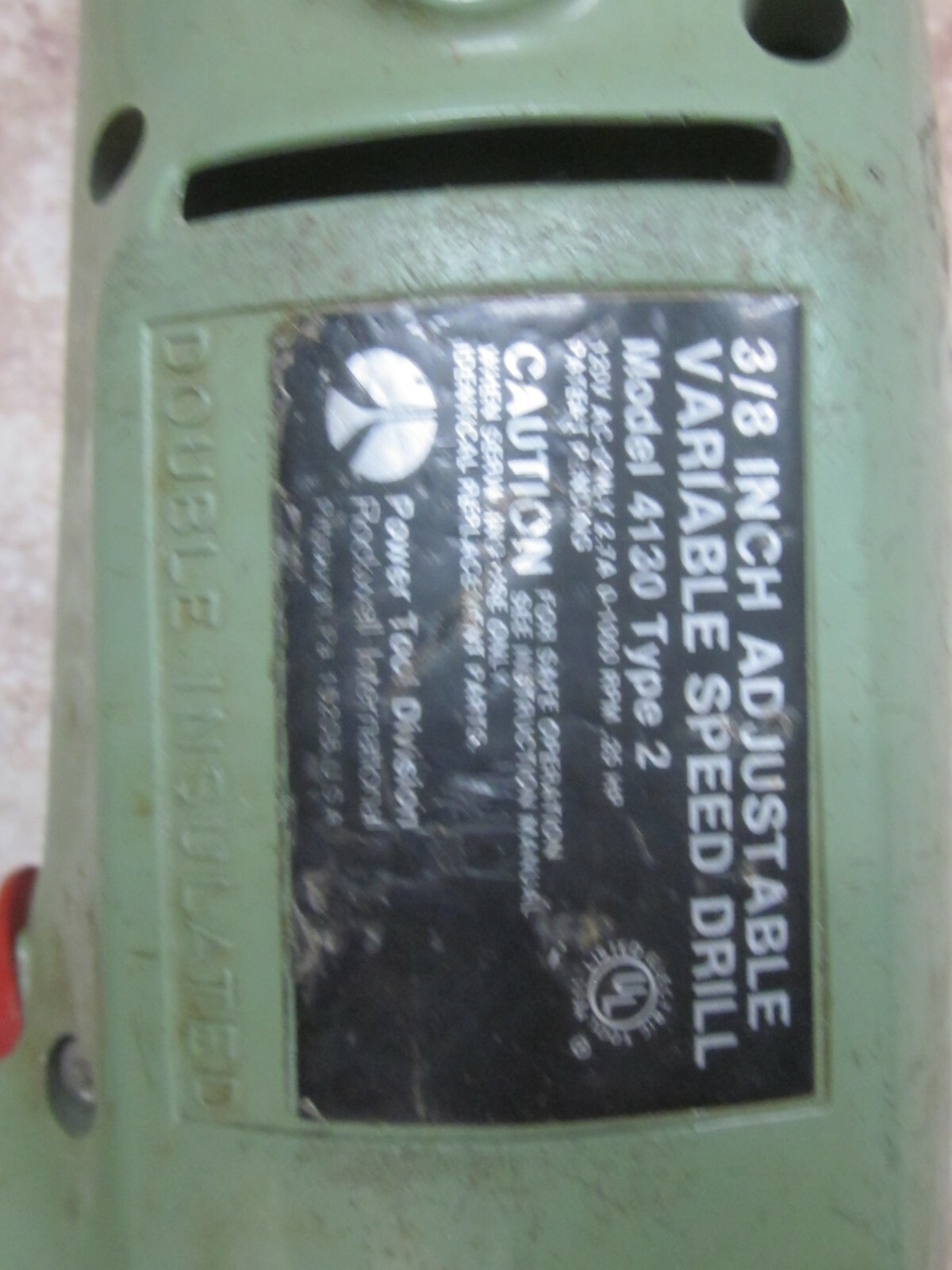 Rockwell Drill-3/8 inch Adjustable Variable Speed-Model 4130 Type 2 ...