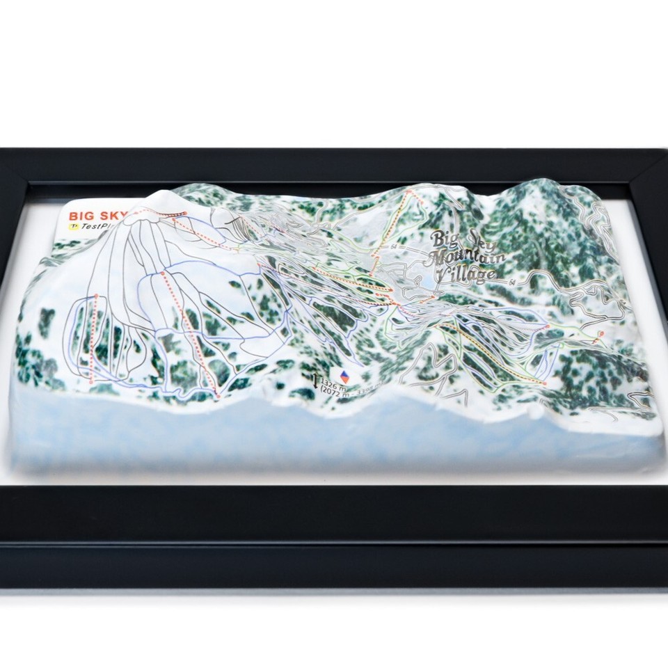 Big Sky 3D Ski Map Montana Resort Art Decor Hotel Restaurant Trainer ...