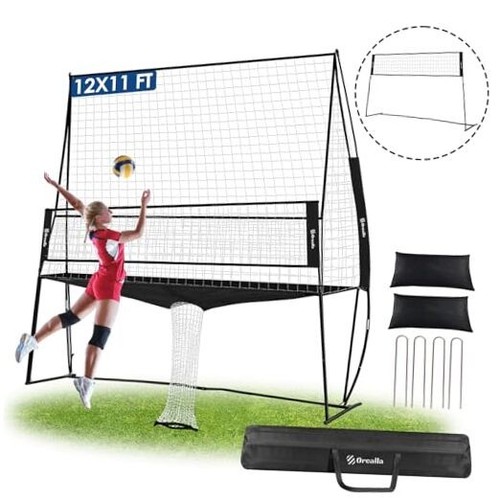 12x11FT Volleyball Training Equipment, Adjustable Height Net Station ...