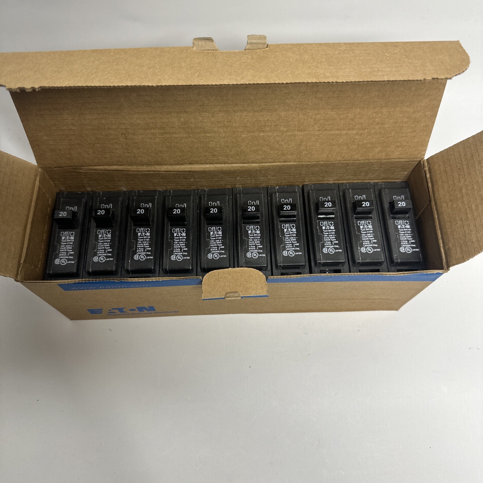 Lot of 10 Eaton Cutler-Hammer BR120 20 Amp 1-Pole Type BR Circuit ...