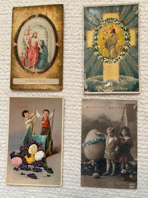4 Unused Russian Easter Greetings Postcards From Early 1900's | eBay