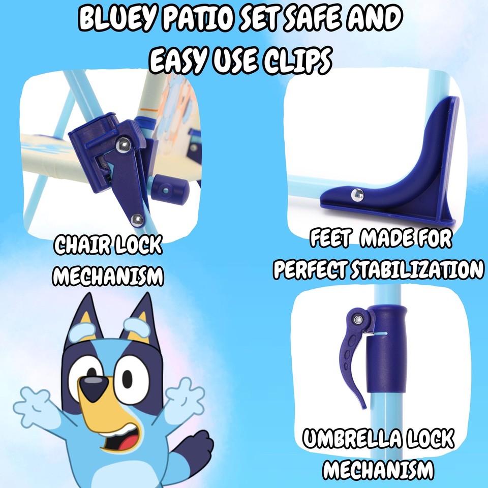 ® Bluey & Bingo Table & Chairs Patio Set - 1 Table, 2 Chairs & 1 ...