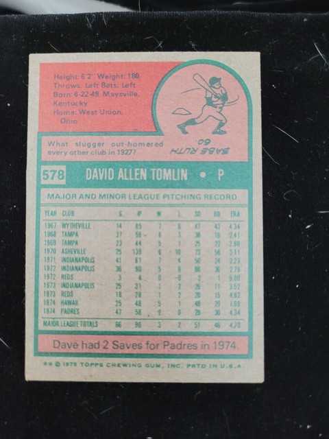 1975 Topps - #578 Dave Tomlin (RC) for sale online | eBay