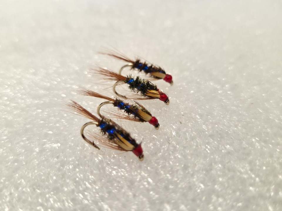 4 NEVER FAILS BLUE NYMPHS FLY FISHING WET TROUT FLIES Size 10 ( DEADLY ...