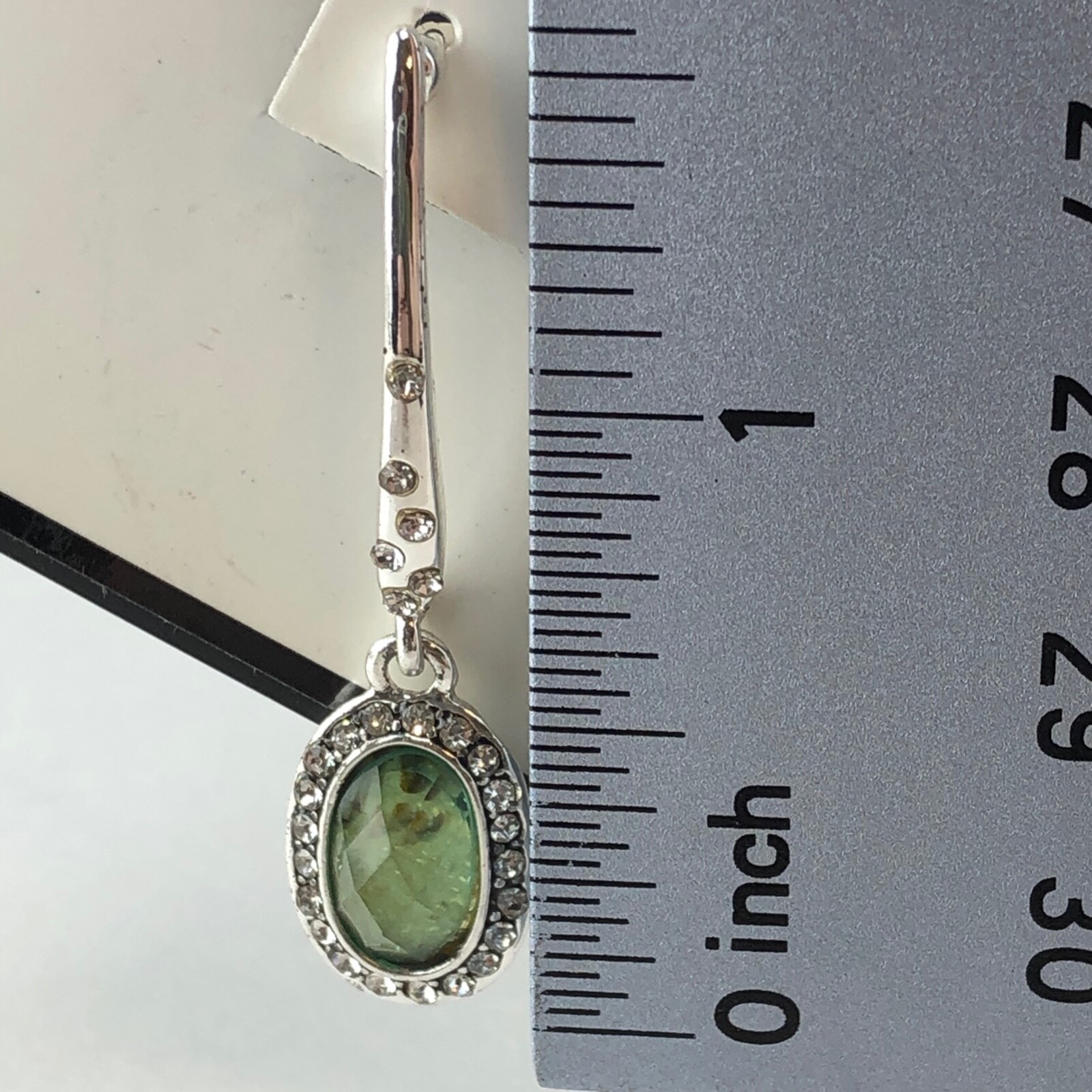 Dana Buchman Earrings Silver-tone Dangle Green Faux Abalone & Crystals ...