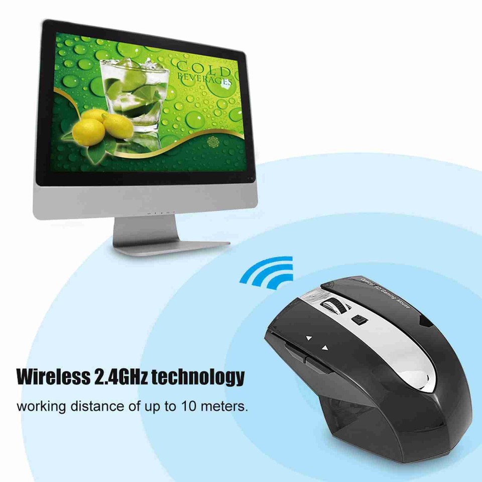 2.4GHz Rechargeable Wireless Gaming Mouse Mice w/ Charging Dock Stand ...