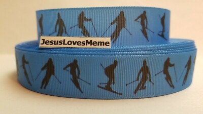 Grosgrain Ribbon Snow Skiing on Blue Skis Competitive Winter Sport ...