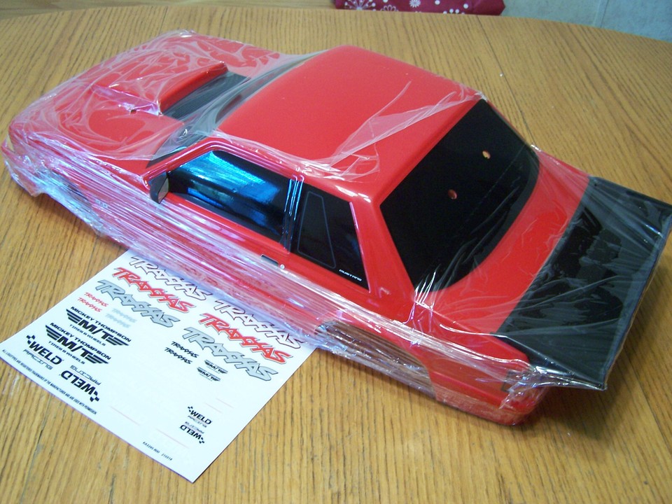 Fits Traxxas Drag Slash Mustang Red Painted Body w/ Wing Side Mirrors ...