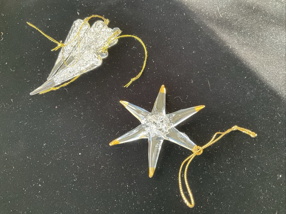 11 Vintage Spun Glass Assorted Christmas Ornaments With Gold Trim | eBay