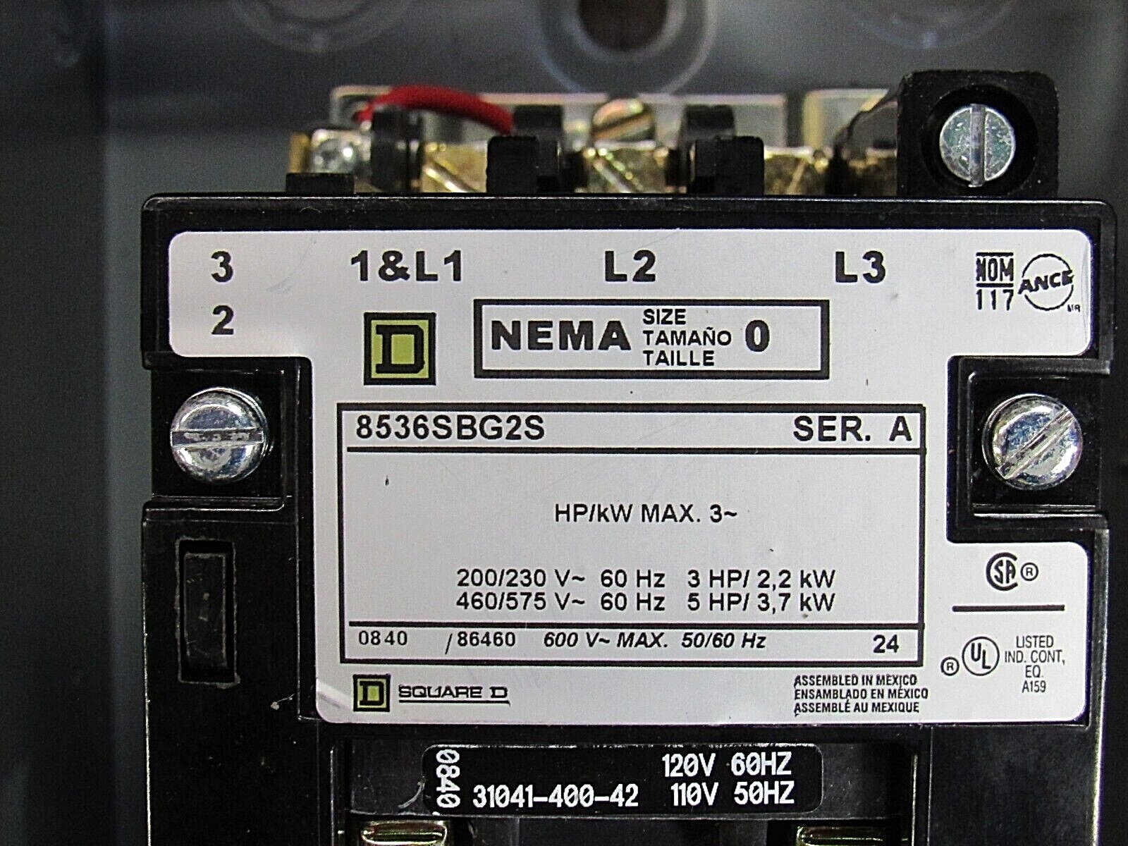 SQUARE D MAGNETIC MOTOR STARTER MO558L 8536SBG2S SER A 110/120V - USED ...