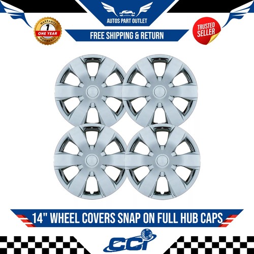 14" Wheel Covers Snap On Full Hub Caps Set of 4 fit R14 Tire & Steel ...