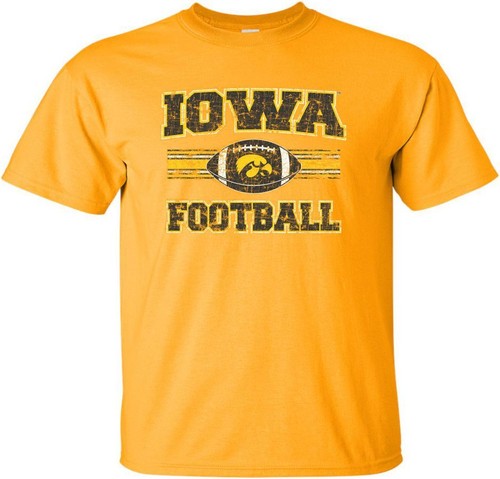 Iowa Football with Stripes - Iowa Hawkeyes Gold t-shirt | eBay