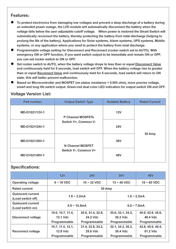 CZH-LABS LVD Low Voltage Disconnect Module. 12V / 30Amp | eBay
