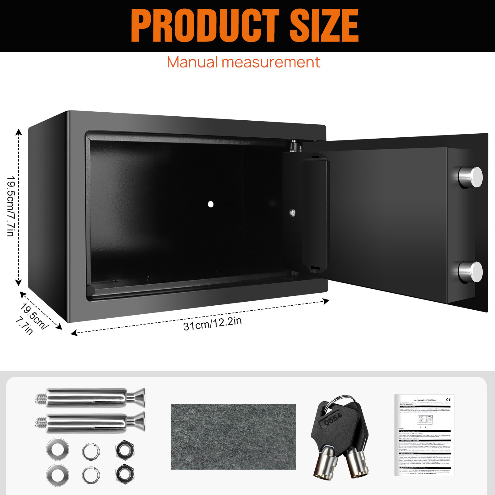 8.5L SOLID STEEL SAFE HEAVY DUTY FIREPROOF HOME OFFICE MONEY CASH ...