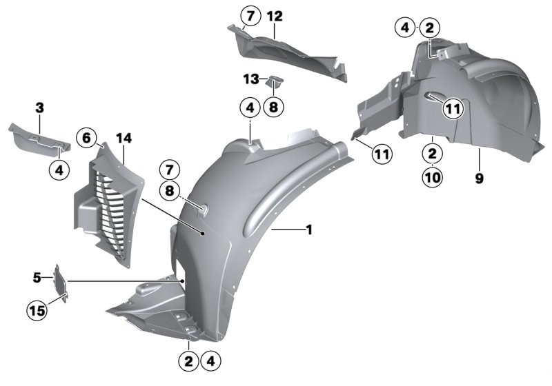 BMW X5 E70 07-10 OEM Fender Liner Splash Guard 51717169412 Fr. Sec ...