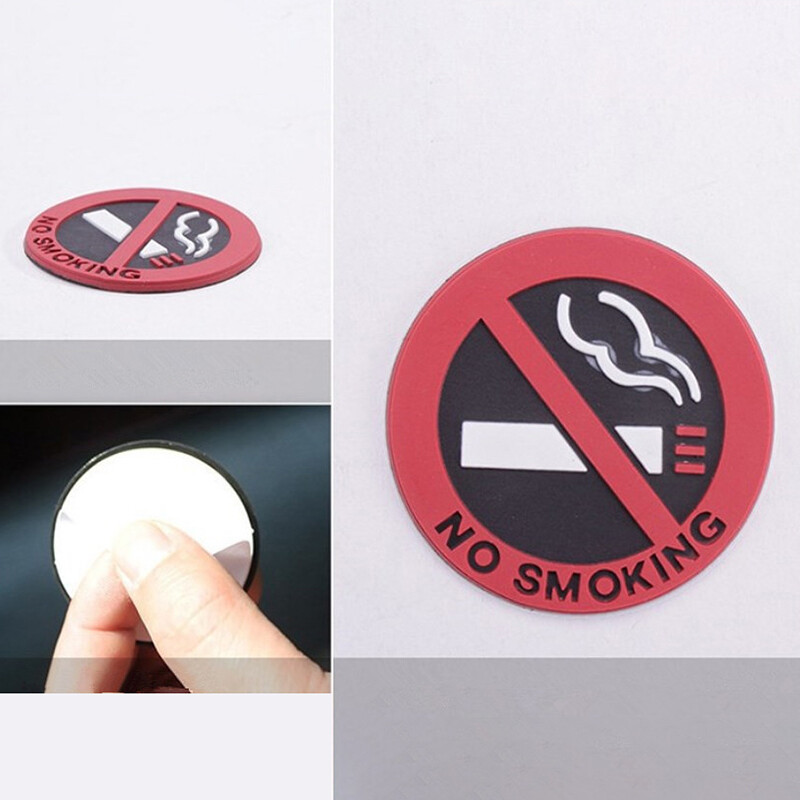 1/5pcs No Smoking Car Stickers Styling Round Red Sign Vinyl Sticker Use ...