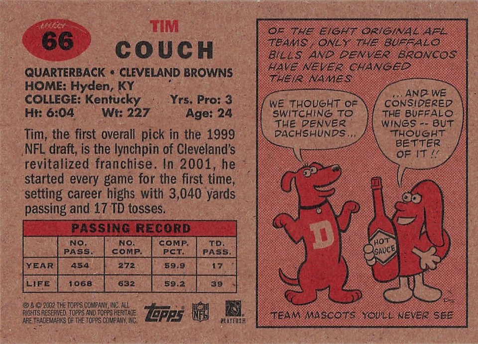 2002 Topps Heritage #66 Tim Couch | eBay