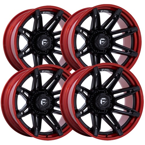 (Set of 4) Fuel Fusion Forged FC401 Brawl 22x10 8x6.5" -18 Black/Red ...