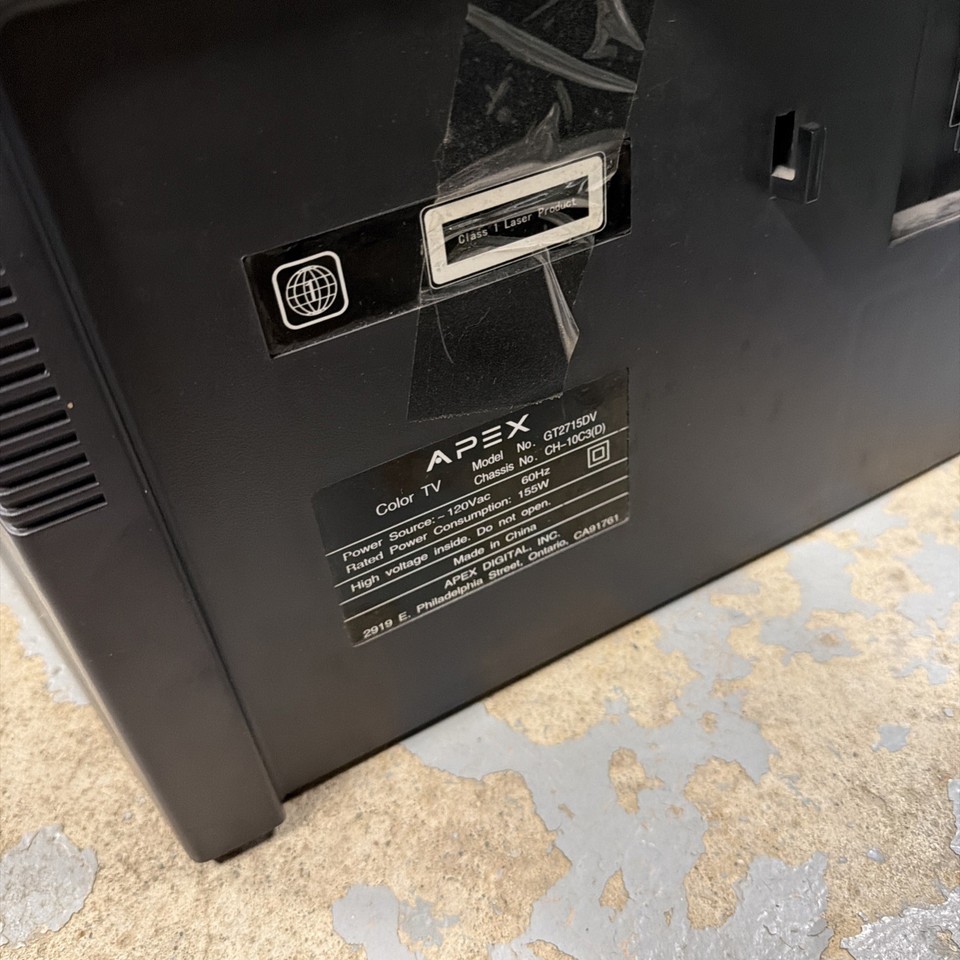 APEX 27” CRT TV / DVD Combo Flat Screen GT2715DV June 2002 Remote Retro ...