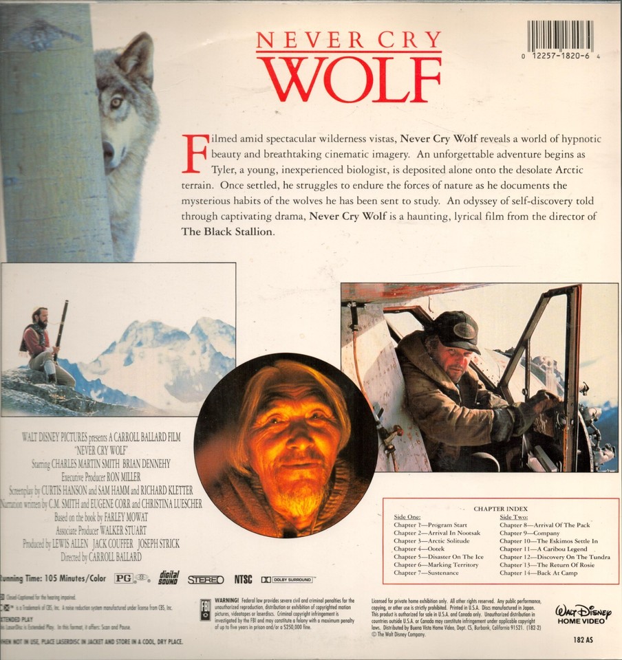 Never Cry Wolf 1983 Laserdisc Walt Disney Home Video Laser Disc | eBay