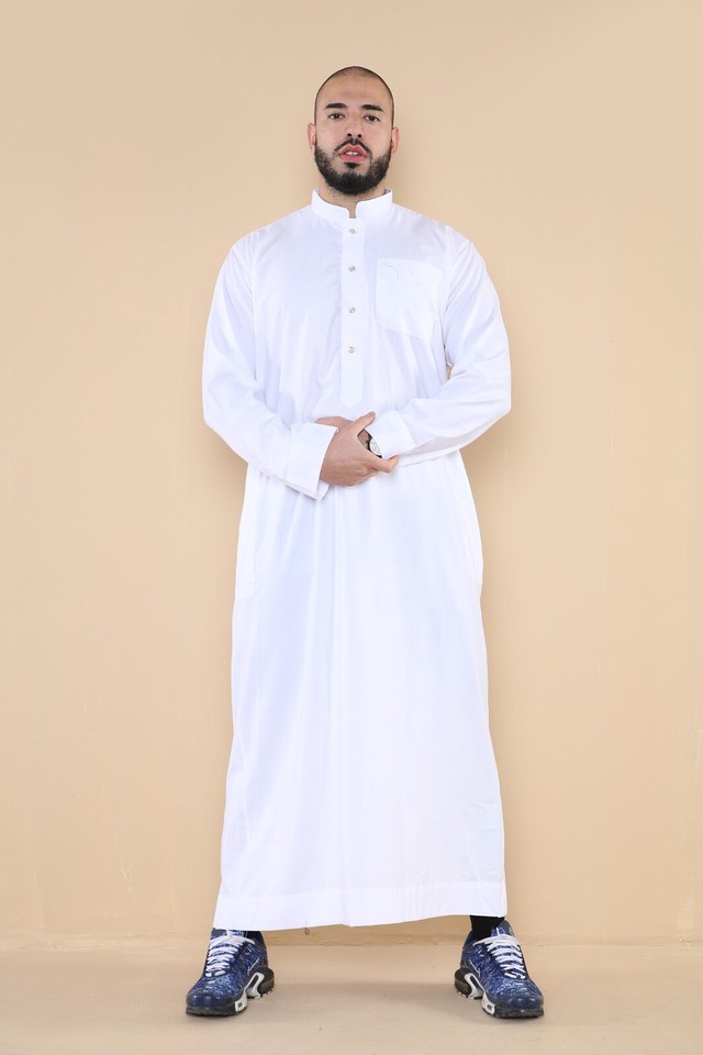 Mens Thobe Jubba Saudi Islamic Arabic Eid Cotton Kaftan Jubbah Umrah ...
