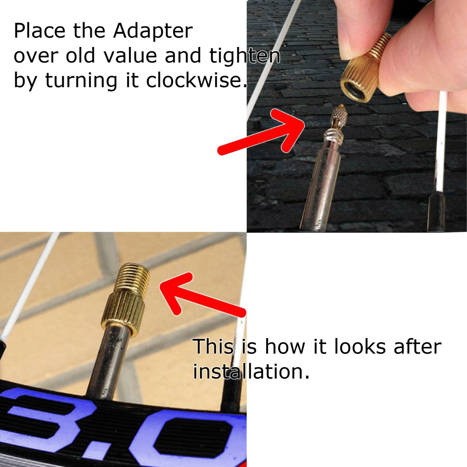 4pcs Presta to Schrader Valve Adapter Converter Bicycle Bike Tire Tube ...