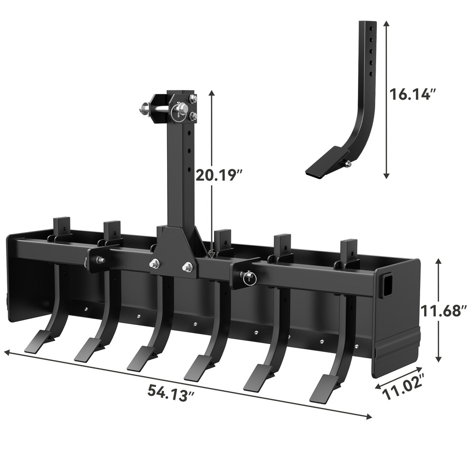 Heavy Duty Box Blade Attachment for Tractor W/ 6 Scarifier Shanks - 55 ...