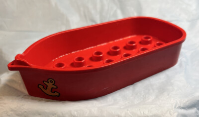 VINTAGE LEGO DUPLO 2x6 RED BOAT CANOE DINGY FISHING REPLACEMENT BLOCK ...