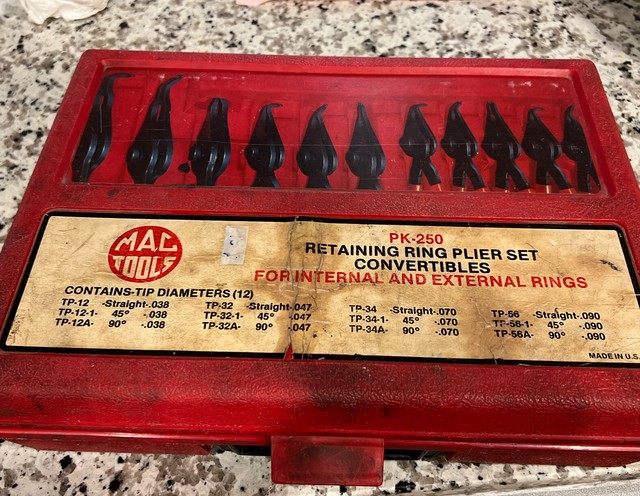 Mac Tools USA PK250 Retaining Ring 12pc Plier Set With Case for sale ...
