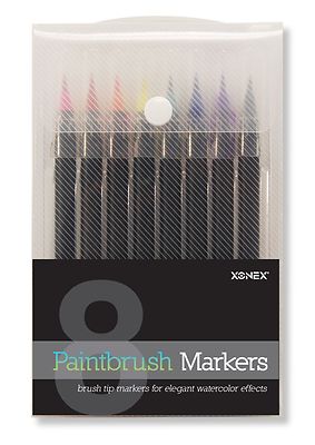 Xonex PAINTBRUSH MARKERS #30013 set 8 brush tip marker elegant ...
