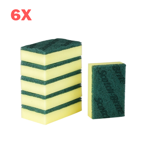 6x Scotch Brite 3M Sponge Scrub Scourer 3X4 Inch General Duty Cleaner ...
