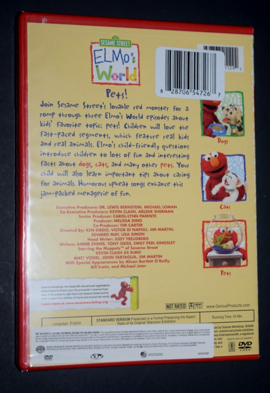 RED MONSTER, ELMO's WORLD "Pets!" DVD, 52 Mins, New and Sealed, (c ...