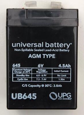 (2 Pack) UPG UB645 NON-SPILLABLE SEALED LEAD ACID BATTERY 6V 4.5AH- 6 ...