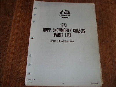 Rupp 1973 Sport & American Snowmobile Chassis Parts List Manual Catalog ...