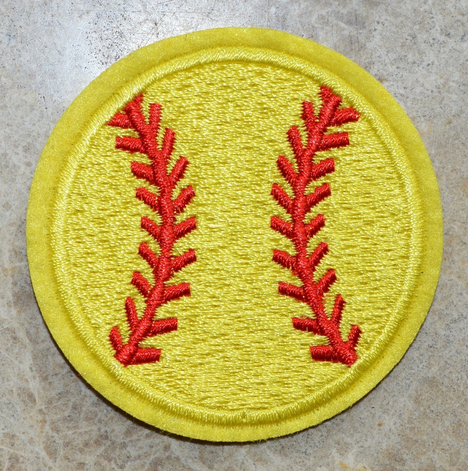 20x Baseball Iron On Patch - Sports- Embroidered Yellow Ball punk sport ...