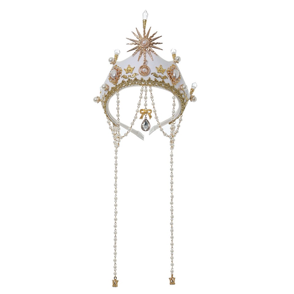 Renaissance Women Tudor Headpiece Royal French Hood Coronet Beads Chain ...